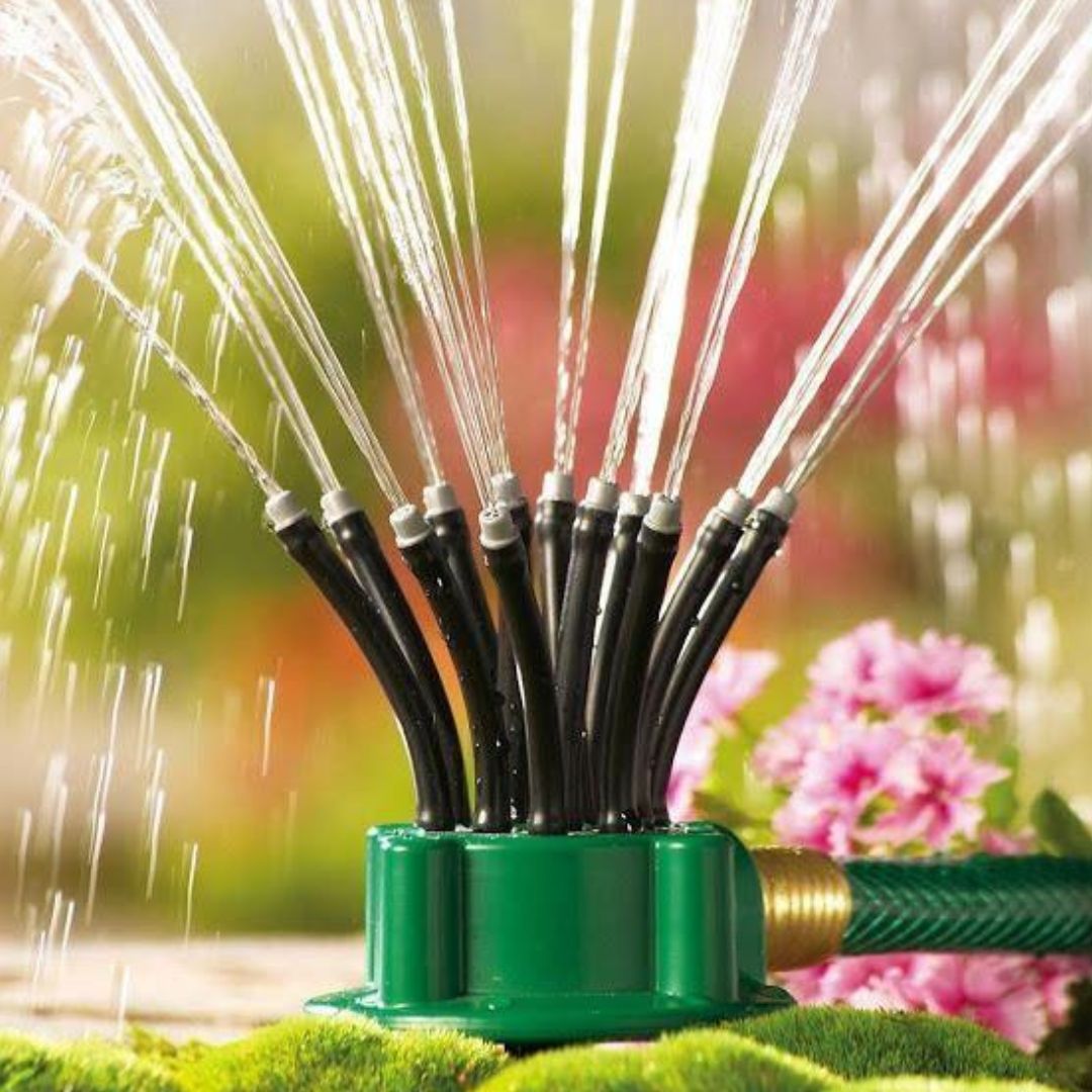Aspersor de Gradina cu 12 Furtunuri Flexibile, Fixare in Pamant, 360 ...
